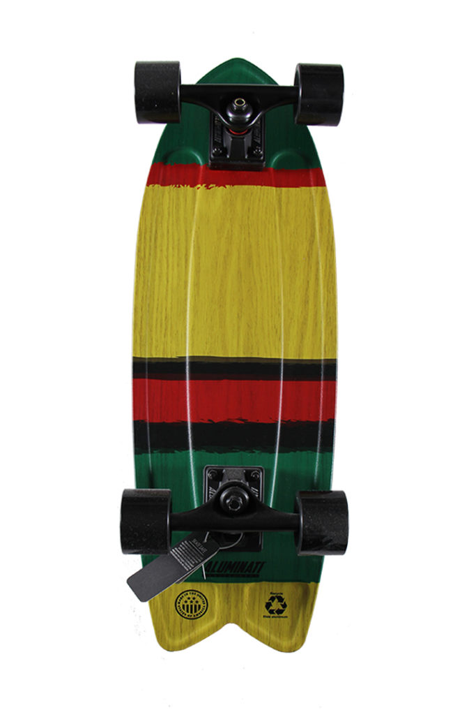 ALUMINATI SKATEBOARDS - RASTA PAINT JOB WINGNUT COMPLETE SKATEBOARD ...