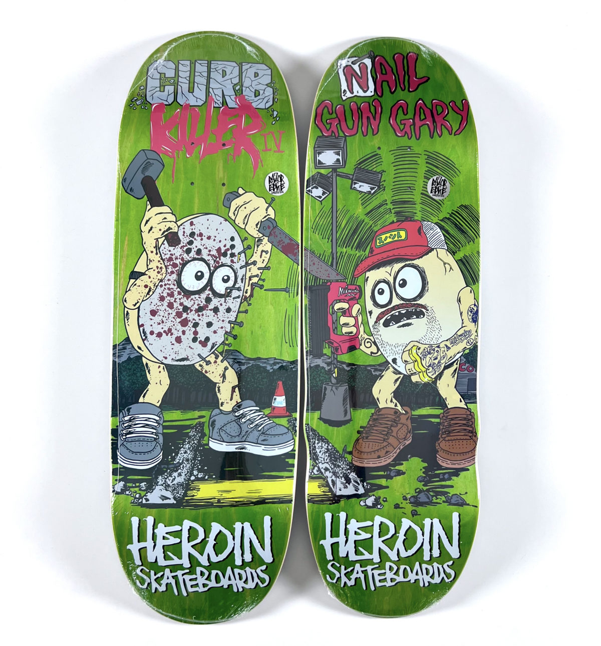 HEROIN - CURB KILLER 4 LIME STAIN 10” X 32.5“ DECK - Street Skateshop